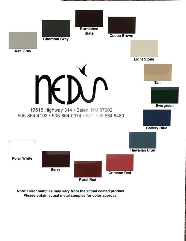 color chart – Neds Pipe and Steel