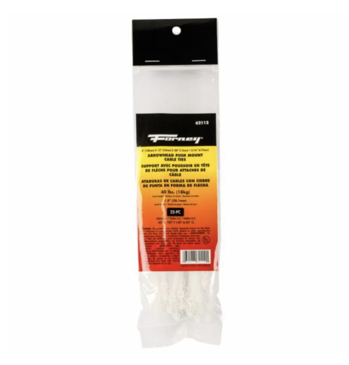 Cable Ties, 6″ Natural Arrowhead Push Mounts, 25-Pack – Neds Pipe and Steel